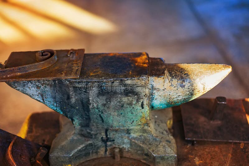 Old Anvil in the Blacksmith Shop. Close-up of a Metal Tool Stock Photo ...