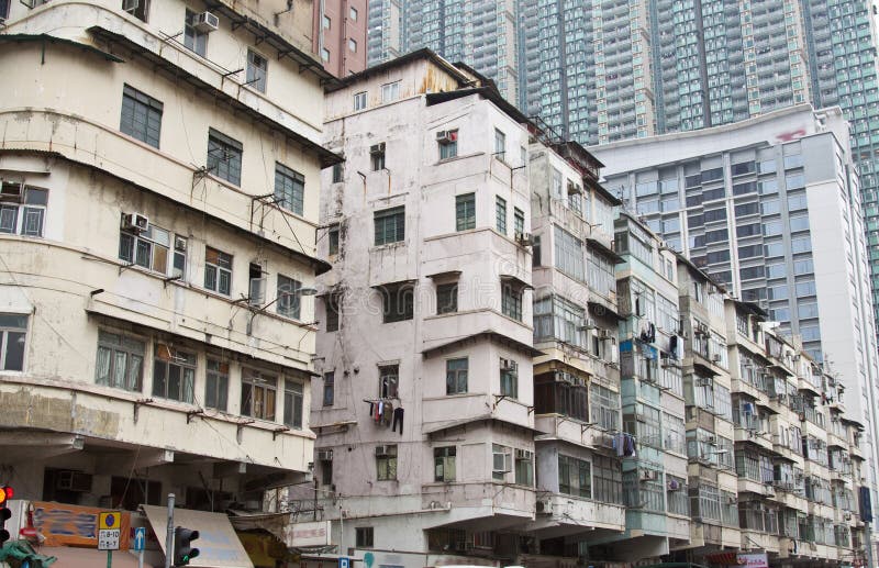 Old Apartment Blocks in Hong Kong Stock Photo - Image of architecture ...