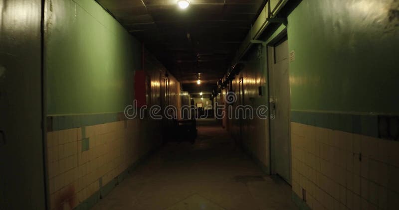 Long Dim and Dark Old Building Portico at Night Lighting Stock Video ...