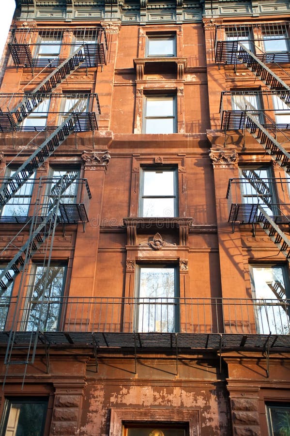 Old Red Brick Apartment Building Stock Image - Image of escape ...