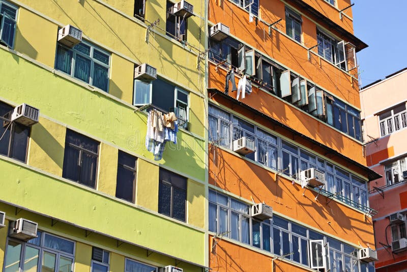 Slum Apartments With Blinds In Raval, Barcelona, Spain. Stock Image ...