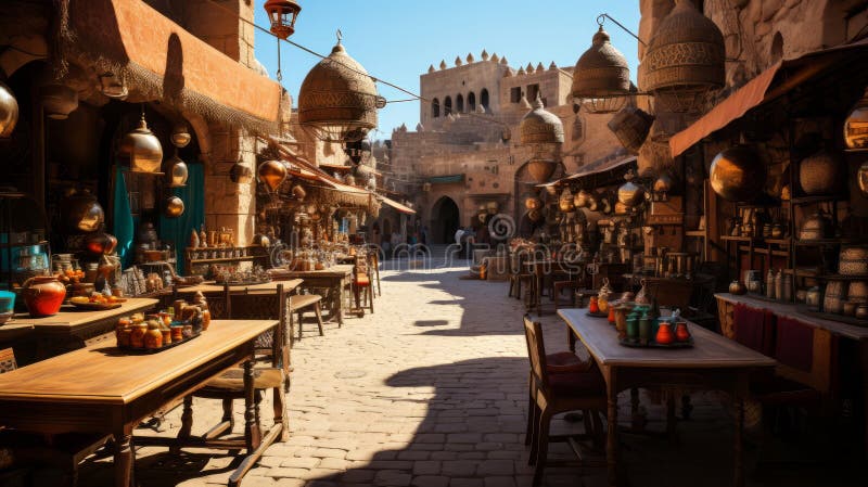 Old Arabic Bazaar. Generative AI. Stock Illustration - Illustration of ...