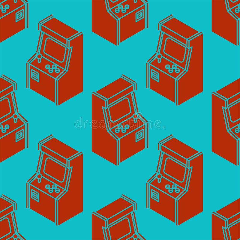 Old Arcade Machine Gaming Pattern Seamless. Retro Video Game Play ...