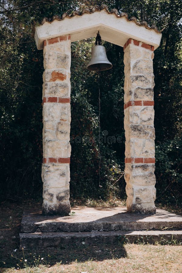 Old Arch with a Bell in a Green Forest Stock Photo - Image of ...