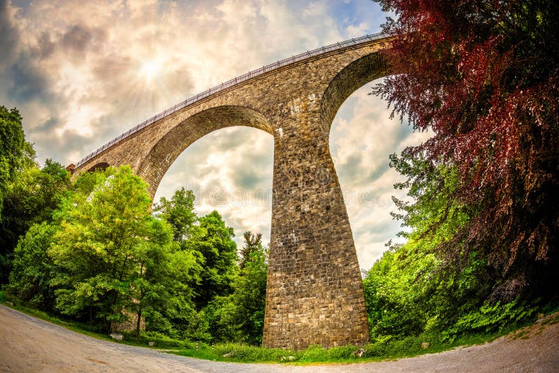 Old arch bridge in Germany stock image. Image of construction - 117171167