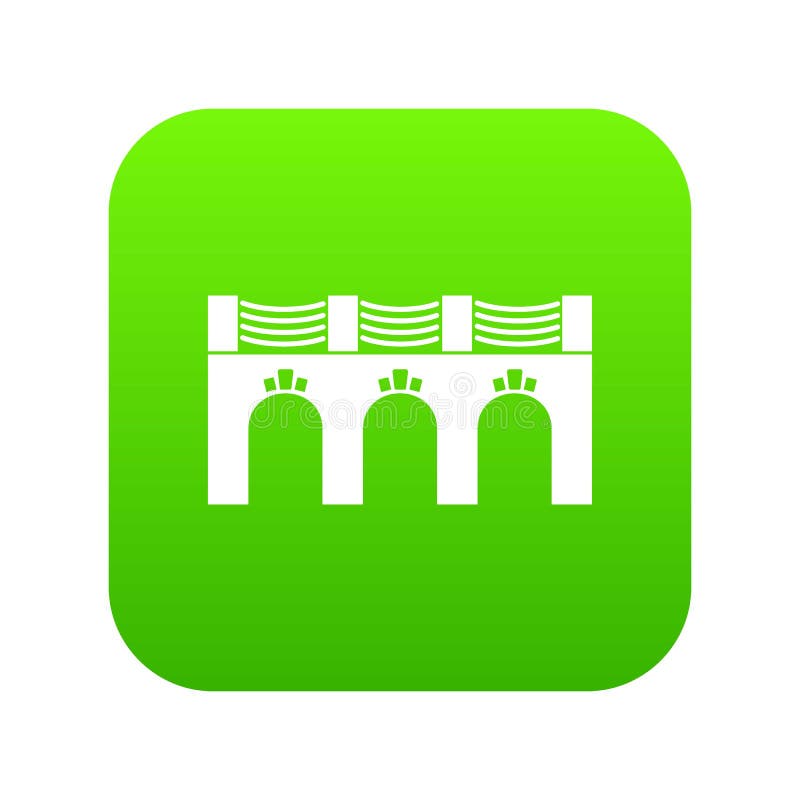 Old Arch Bridge Icon Green Vector Stock Vector - Illustration of ...