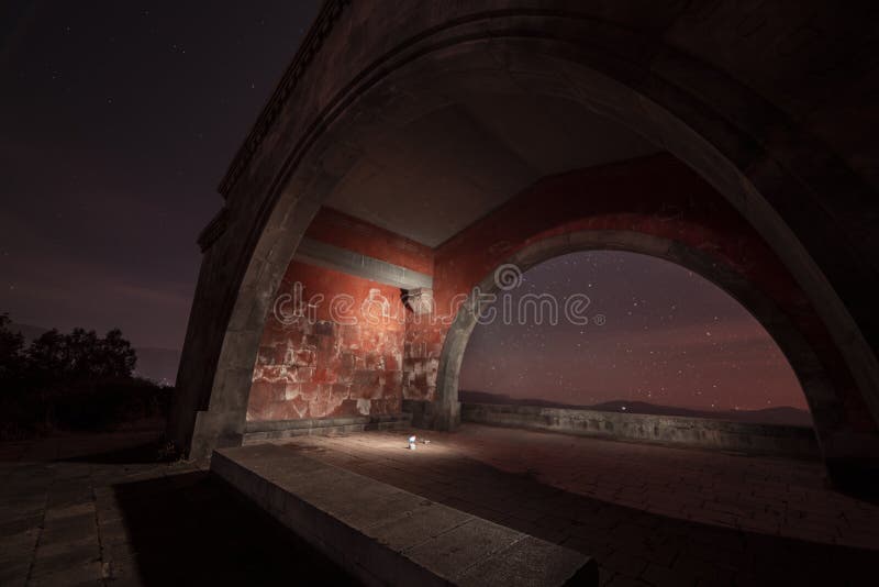 Old Arch at the Starry Night. Stock Image - Image of place, interior ...