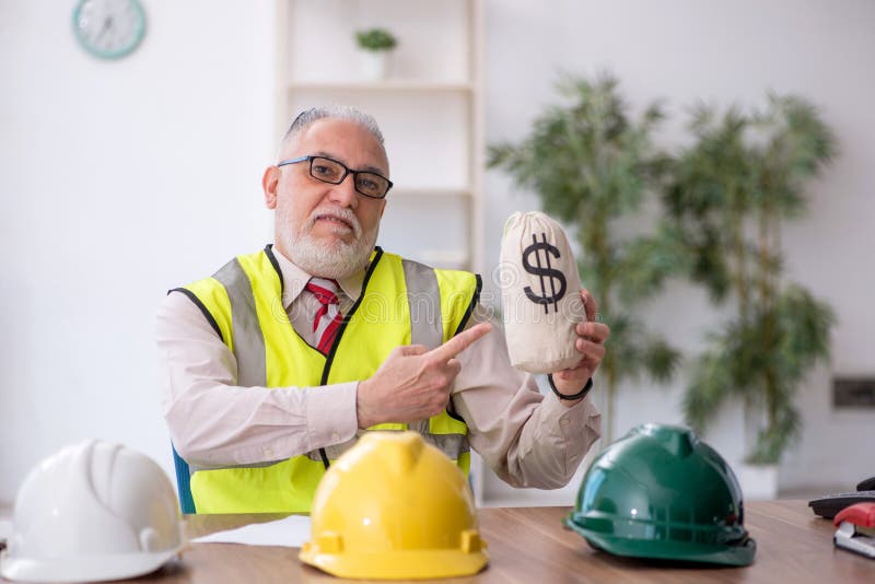 Old Male Architect in Planning Retirement Concept Stock Photo - Image ...