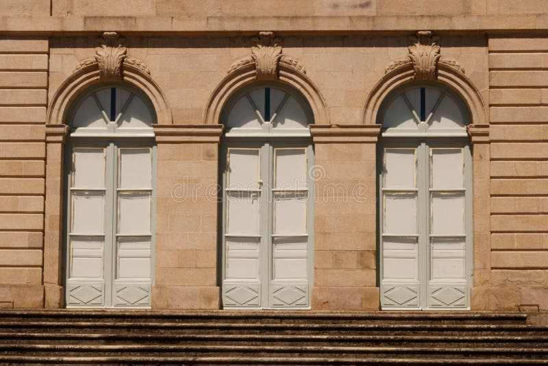 Old Architectural Building with Three Windows Stock Image - Image of ...