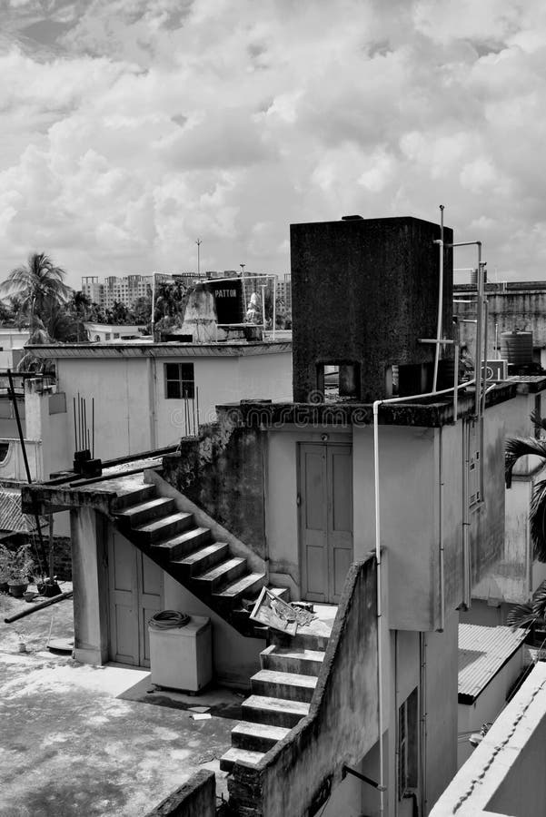Old Architecture Building Black and White Composition. Stock Photo ...