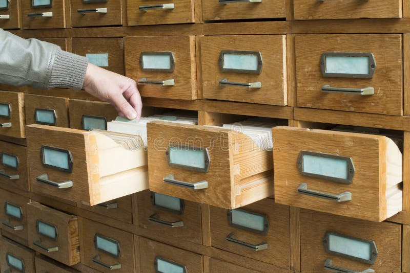Old archive with drawers stock image. Image of hand, history - 34490667