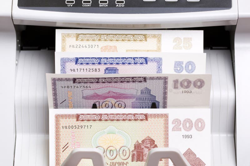 Old Armenian Dram in the Counting Machine Stock Photo - Image of ...