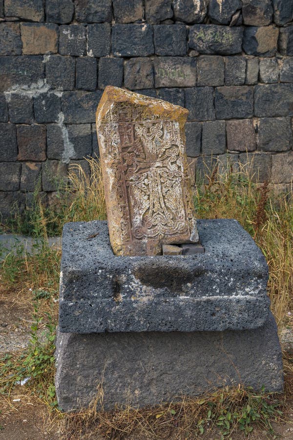 Old Armenian Khachkar Cross Stone in Sevanavank, Armenia Stock Photo ...