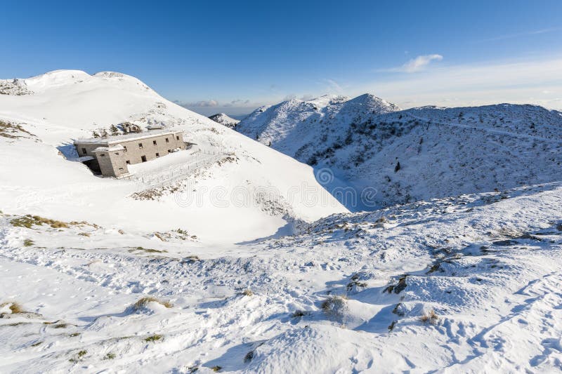 Old Army Barracks in the Mountains in Winter Stock Photo - Image of ...