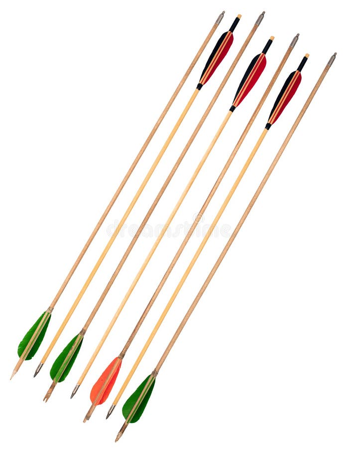Old Arrows with Colored Plumage. Ancient Warrior Weapons Stock Image ...
