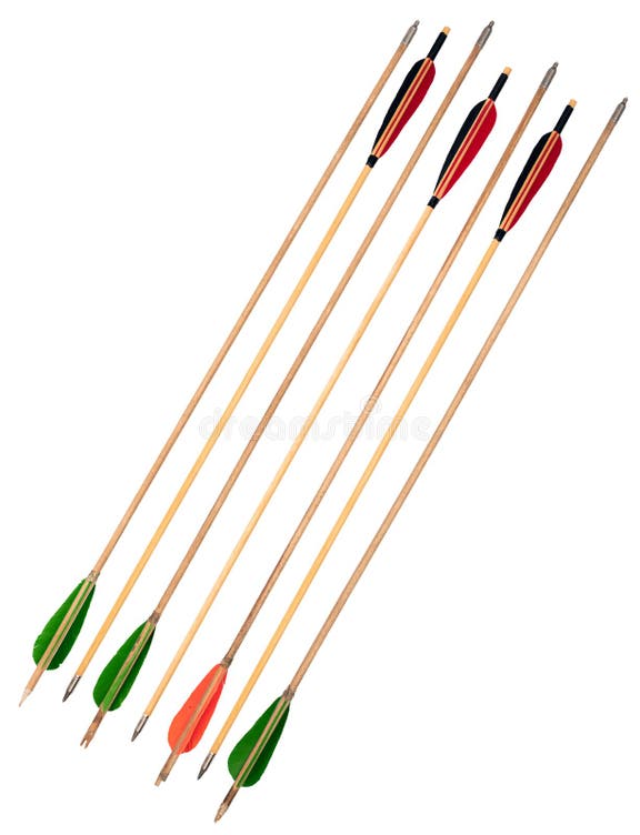 Old Arrows with Colored Plumage. Ancient Warrior Weapons Stock Image ...