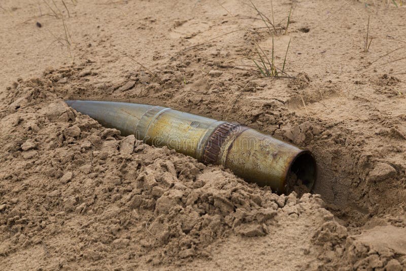 Old artillery iron shell stock photo. Image of close - 101881888