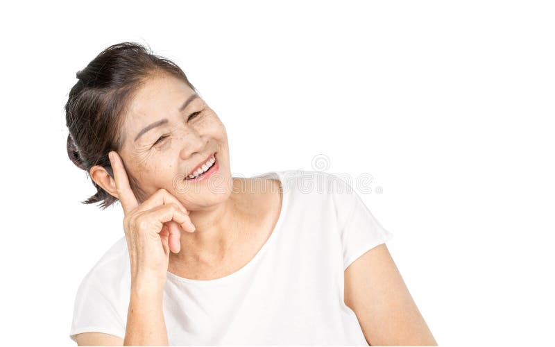 Elderly Asian Woman Portrait 60 70 Years Old Black Hair Hazel Eyes