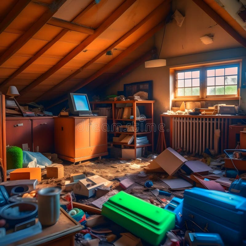 An Old Attic with a Bunch of Junk in it. Stock Illustration ...
