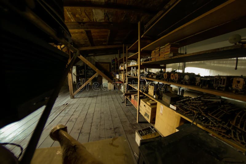 Old Attic Wooden Shelves Things Stock Photo - Image of equipment, heavy ...