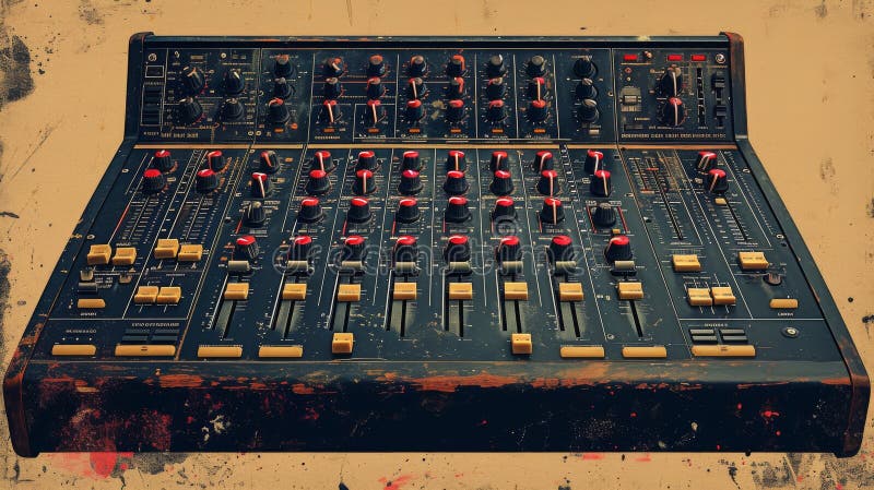 Vintage Audio Mixer on Beige Stock Photo - Image of equalizer, colorful ...