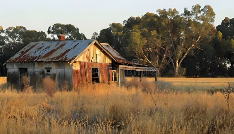 Old Australian shack stock illustration. Illustration of landscape ...
