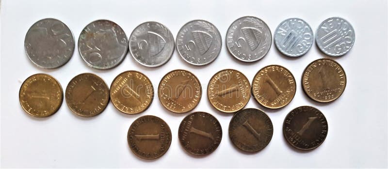 Old Austria Coins Currency in Different Shape and Size Stock Image ...