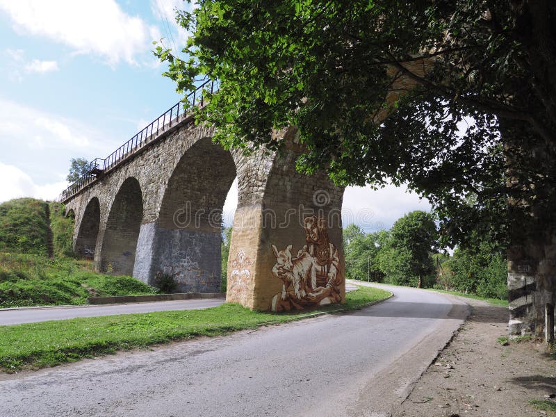 Old Austrian Bridge at the Karpatian Mountains View from Down Stock ...