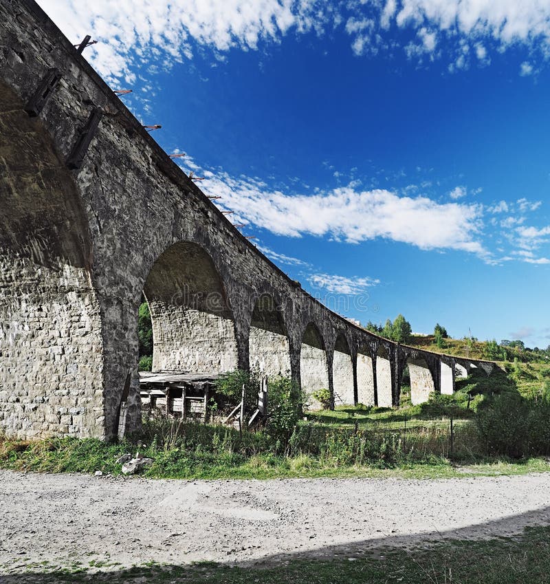 Old Austrian Bridge at the Karpatian Mountains View from Down Stock ...