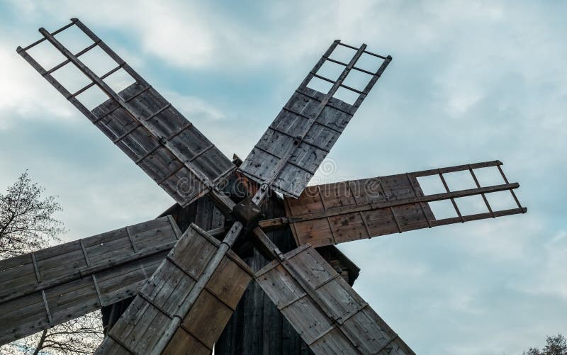 Old Authentic Traditional Wind Mill Stock Photo - Image of authentic ...