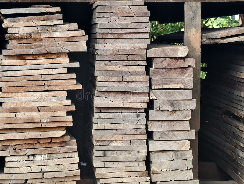 Old, Authentic Wooden Planks of Various Sizes Arranged Neatly at a ...