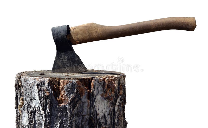 Old ax in wooden chock stock image. Image of steel, hatchet - 43148089