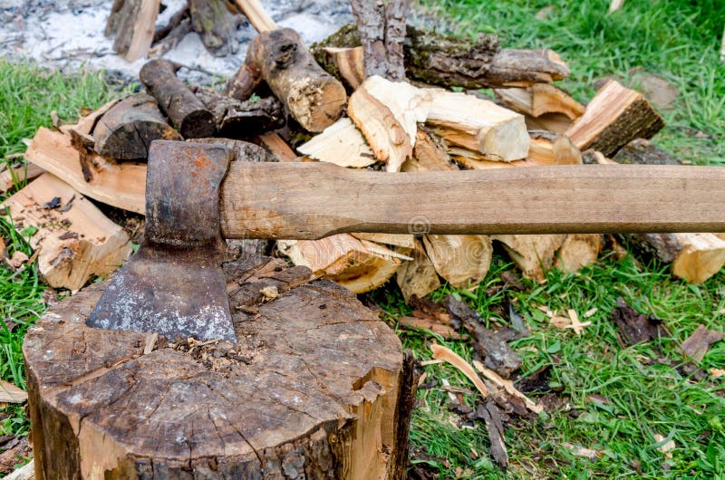 Axe on wood stock photo. Image of chop, bark, tree, focus - 29239426