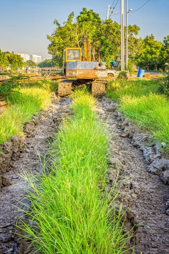 Old Backhoe at Construction Site Stock Image - Image of excavating ...