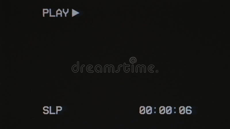 Old Black Screen with PLAY Text and Timecode. Old Bad VHS Tape Playing ...