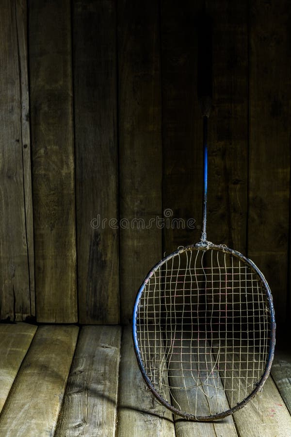 Egg and Old Badminton Racket on Wood Table Stock Photo - Image of ...