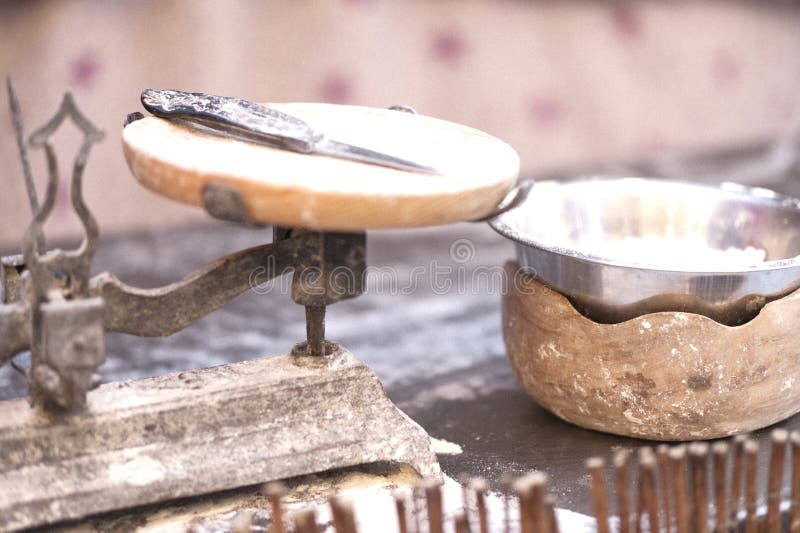 Old Bakery Scale with Utensils for Making Bread Stock Image - Image of ...