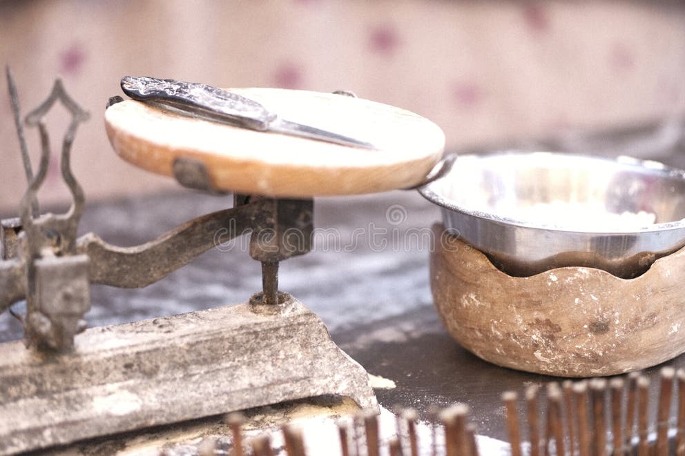 Old Bakery Scale with Utensils for Making Bread Stock Image - Image of ...