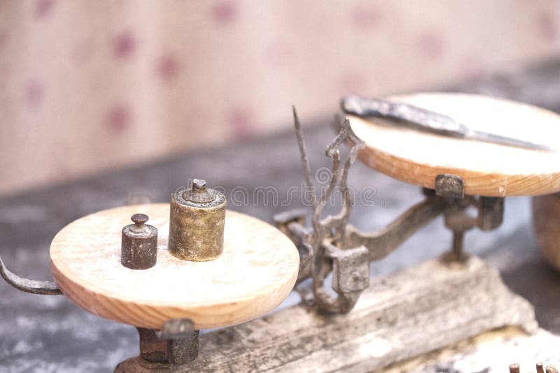 Old Bakery Scale with Utensils for Making Bread Stock Image - Image of ...