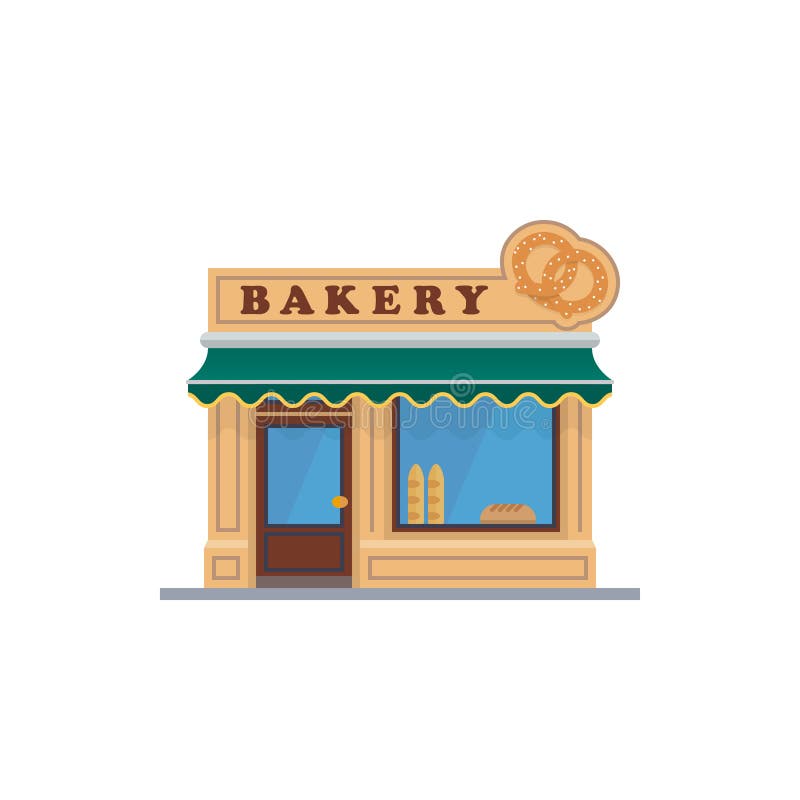 Old Bakery Shop Building Facade Flat Design Isolated Vector ...
