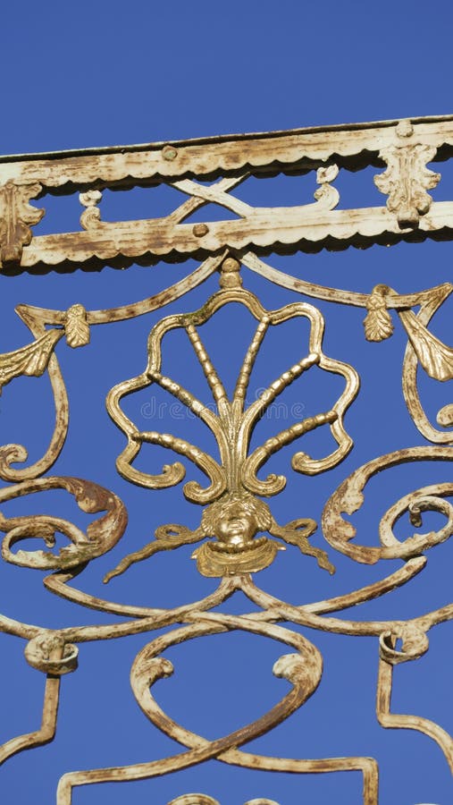 Old Balcony Railing, with Filigree Ornaments, and Face Gold Stock Image ...