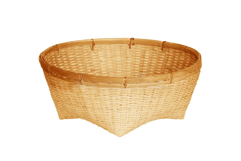 Bamboo Basket Cone Shape Isolated on White Background Stock Image ...