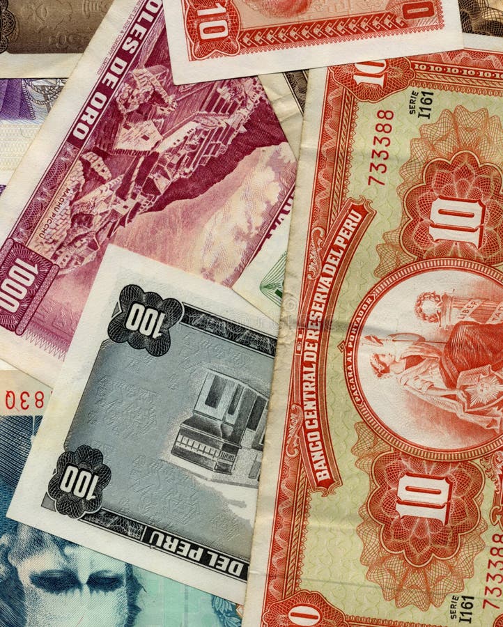 Old peruvian money stock photo. Image of colorful, money - 9122078
