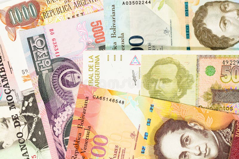 Old Banknotes from Various Exotic Countries. Colorful Money Background ...