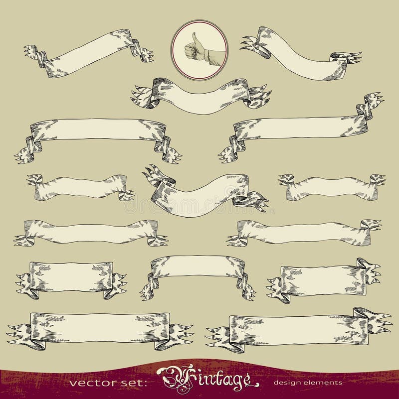 Old Banner Set for Decoration and Design Stock Vector - Illustration of ...