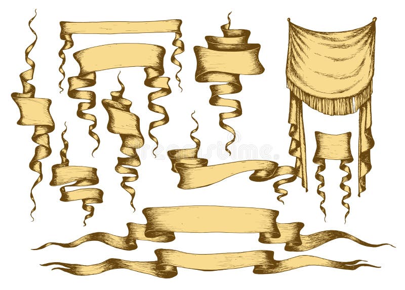 Old Banners, Ribbons and Manuscripts Stock Vector - Illustration of ...