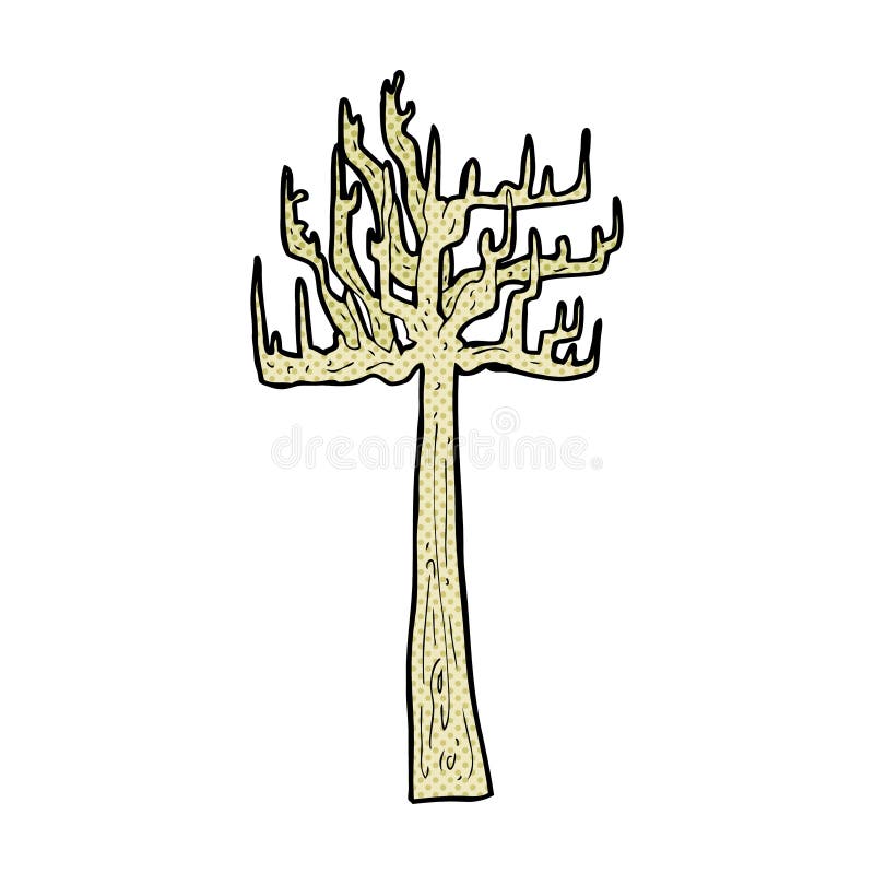 Old Bare Tree Comic Cartoon Stock Illustration - Illustration of ...