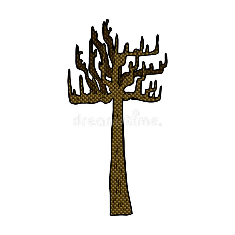 Old Bare Tree Comic Cartoon Stock Illustration - Illustration of comic ...