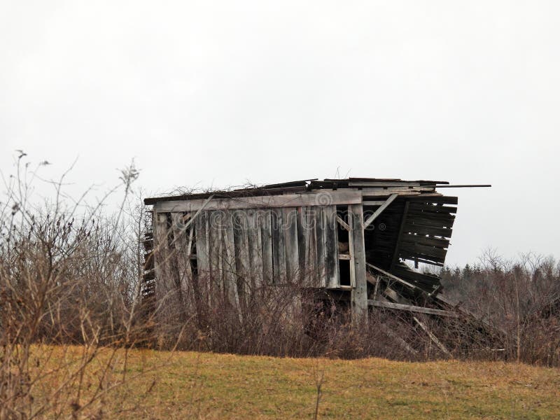 Old Farm Shed Building Falling Down in Fingerlakes Late Winter Stock ...