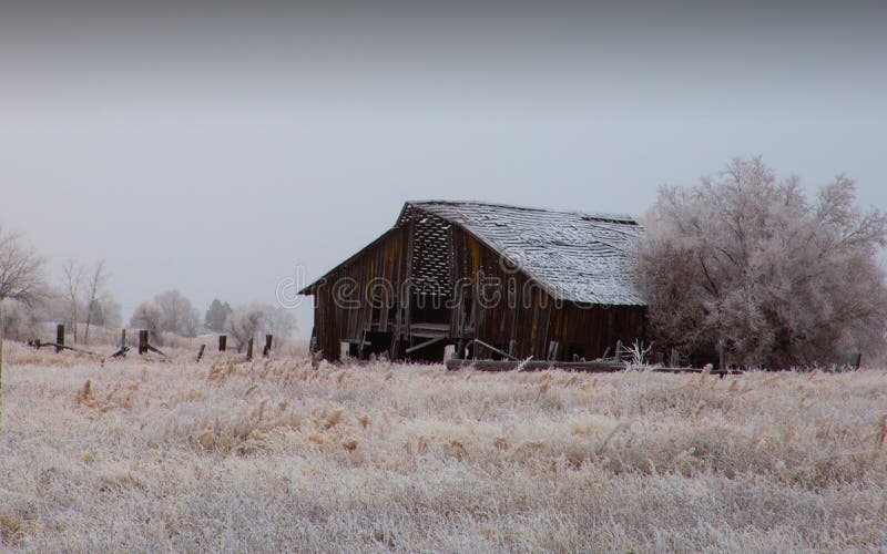 Old Barn on a Cold Winter Day Stock Photo - Image of meadow, collapse ...